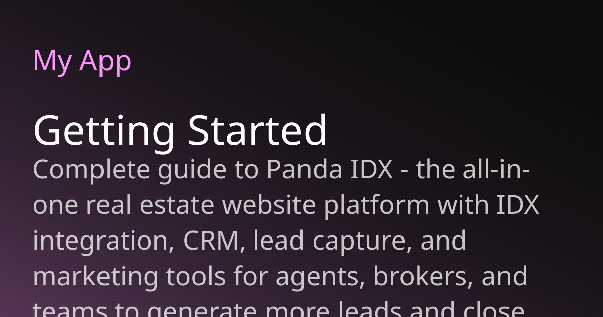 Getting Started | Panda IDX Docs